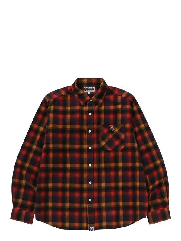 A BATHING APE Ape Head One Point Check Relaxed Fit Shirt - Red
