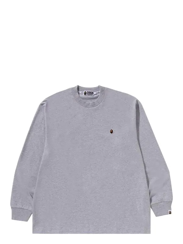 A BATHING APE One Point Ape Head Relaxed Fit Long-sleeve Tee - Grey