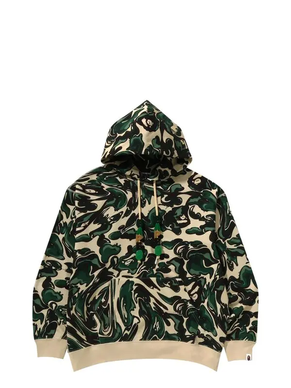 A BATHING APE Marbling Camo Relaxed Fit Pullover Hoodie - Green