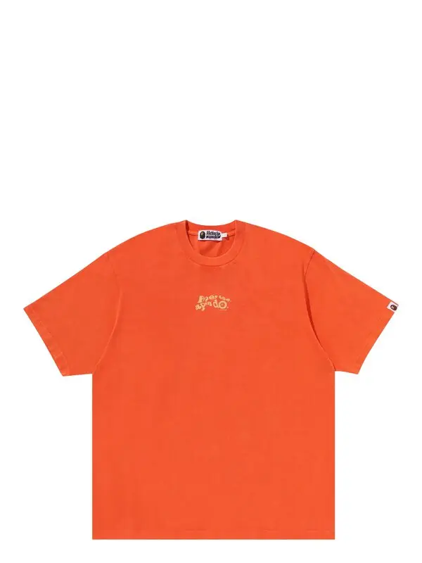 A BATHING APE Garment Dye Logo Relaxed Fit Tee - Orange