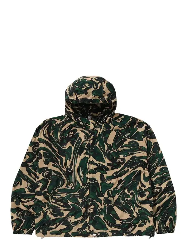 A BATHING APE Marbling Camo Logo Hooded Jacket - Green
