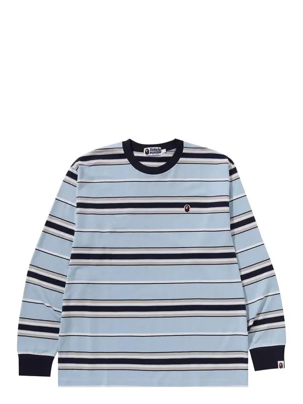A BATHING APE Ape Head Striped Long-sleeve Tee - Blue