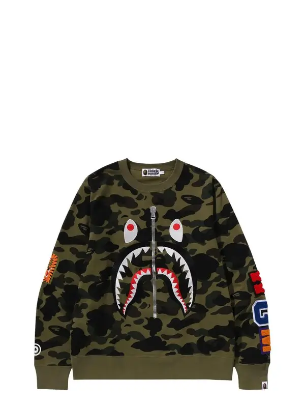 A BATHING APE 1st Camo Shark Crewneck - Green