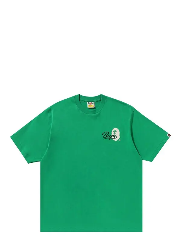 A BATHING APE Cursive College Logo Relaxed Fit Tee - Green