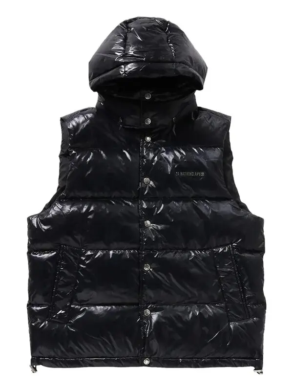 BAPE Line Camo Debossed Nylon Down Vest - Black