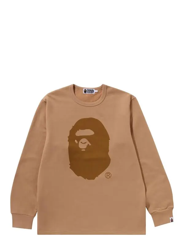 A BATHING APE Ape Head Brushed Cotton Long-sleeve Tee - Tan