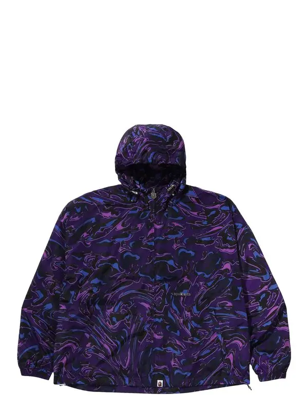A BATHING APE Marbling Camo Nylon Hooded Jacket - Purple