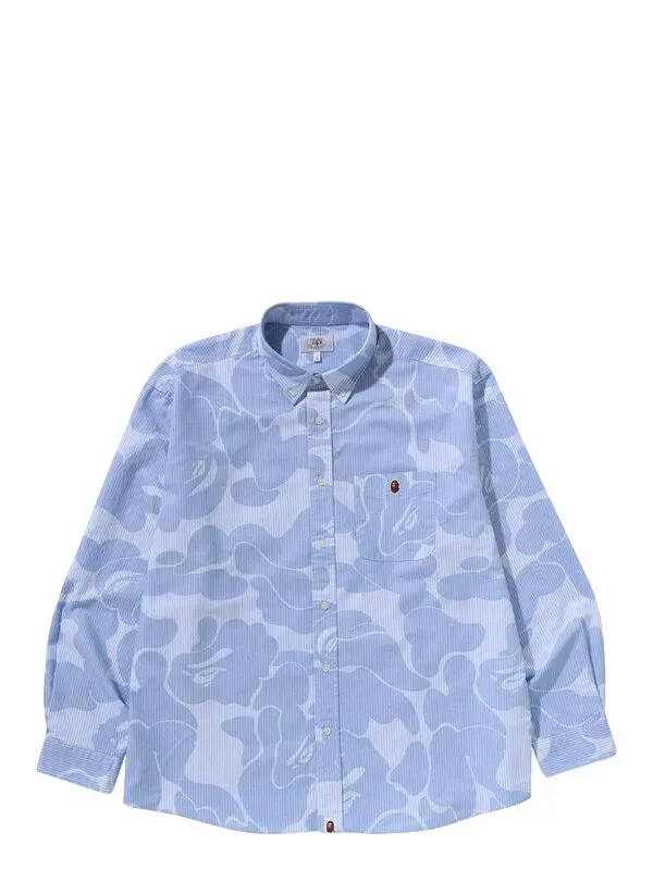 A BATHING APE Stripe Camo Relaxed Fit Shirt - Blue