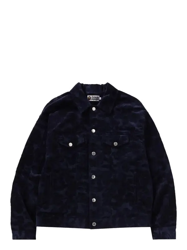 BAPE Solid Camo Corduroy Trucker Jacket - Blue