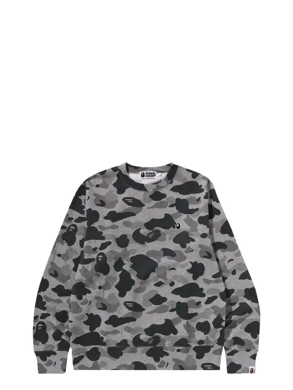 A BATHING APE Camo Ape Head Crewneck - Grey