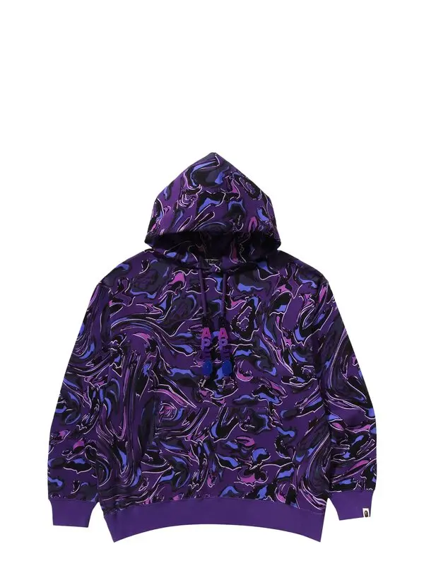 A BATHING APE Marbling Camo Relaxed Fit Pullover Hoodie - Purple