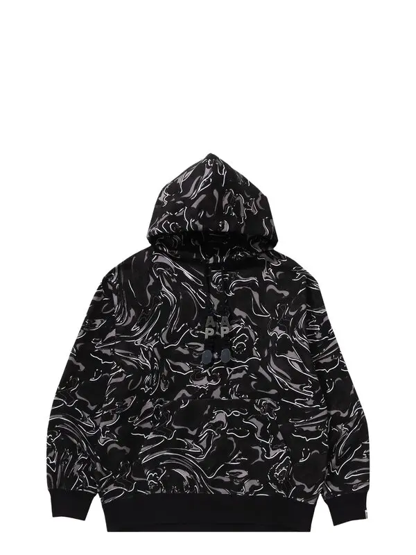 A BATHING APE Marbling Camo Relaxed Fit Pullover Hoodie - Black
