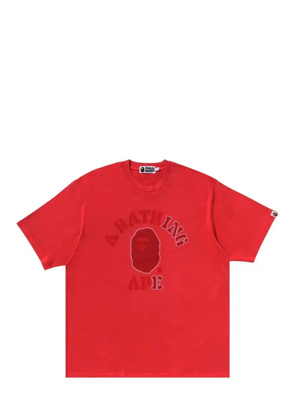 A BATHING APE Garment Dye College Relaxed Fit Tee - Red