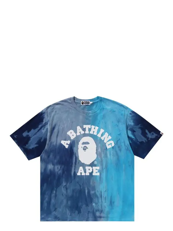 A BATHING APE Ice Dye College Relaxed Fit Tee - Blue