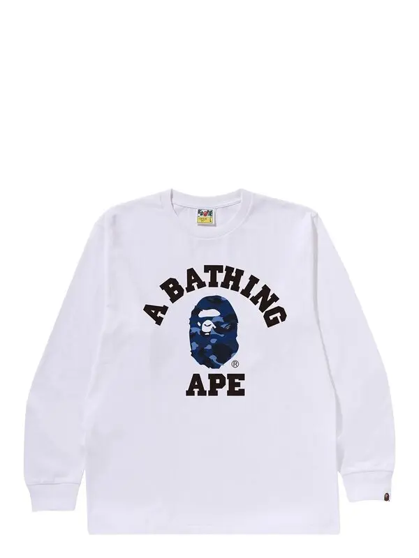 A BATHING APE Color Camo College Long-sleeve Tee - White