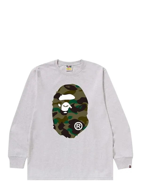 A BATHING APE 1st Camo Big Ape Head Long-sleeve Tee - Grey
