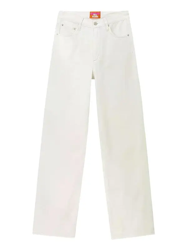 HEY JOANIE Logo-patch Wide Leg Jeans - White