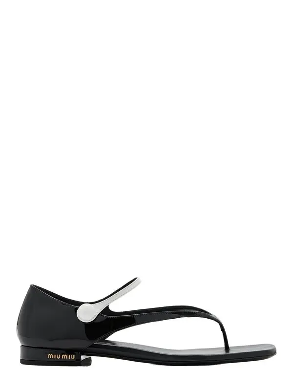 Miu Miu Leather Thong Sandals - Black