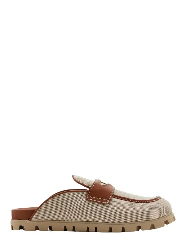 Miu Miu Canvas Loafer Mules - Neutral
