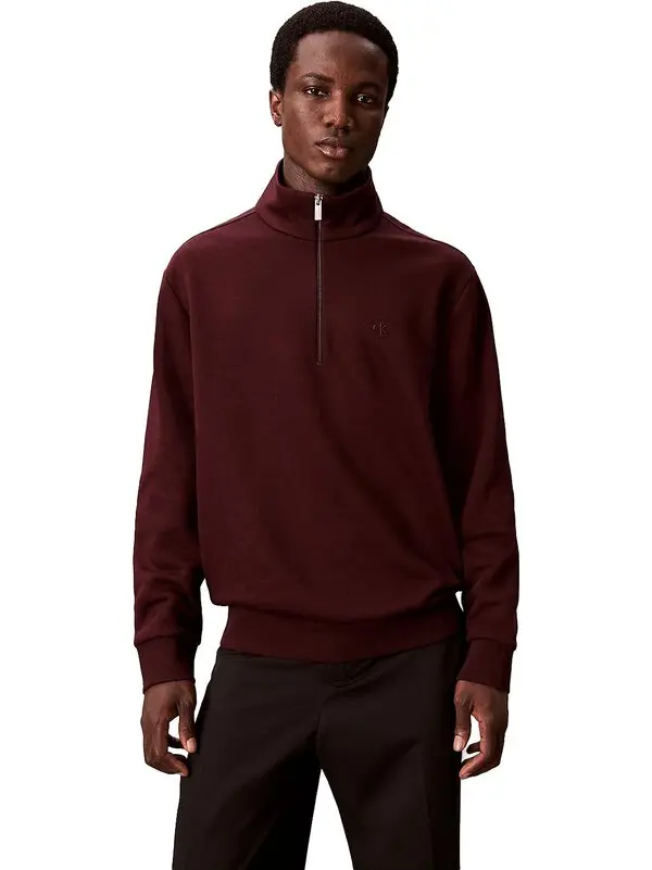 Calvin Klein Archive Logo Fleece Quarter Zip Sweatshirt - Moroccan Brown
