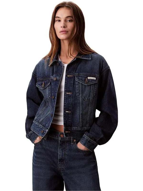 Calvin Klein 90s Denim Trucker Jacket - Dark Crescent