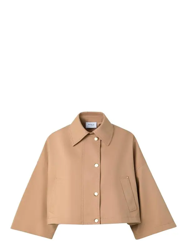 Akris Cotton Gabardine Cropped Coat - Beige