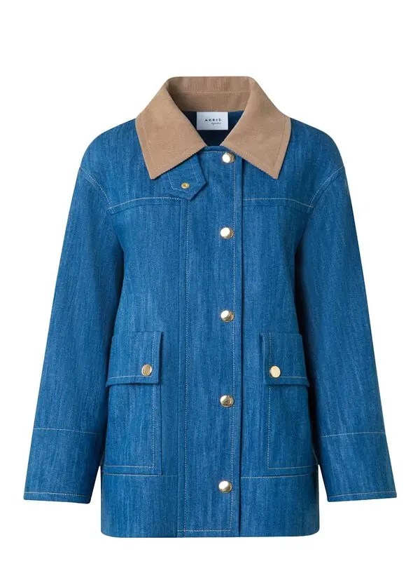 Akris Denim Parka Jacket - Medium Blue Denim