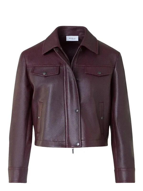 Akris Zip-front Leather Jacket - Blackberry