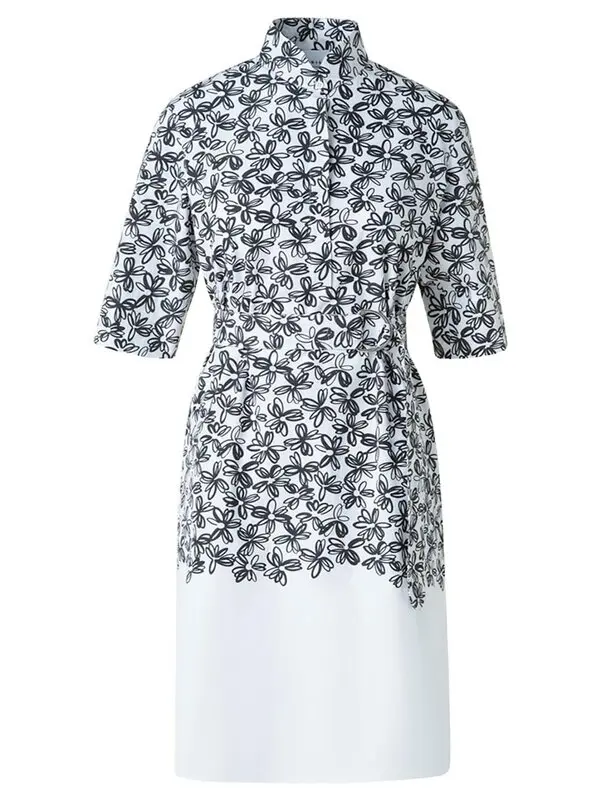 Akris Daisy-print Belted Shirtdress - Cream-black