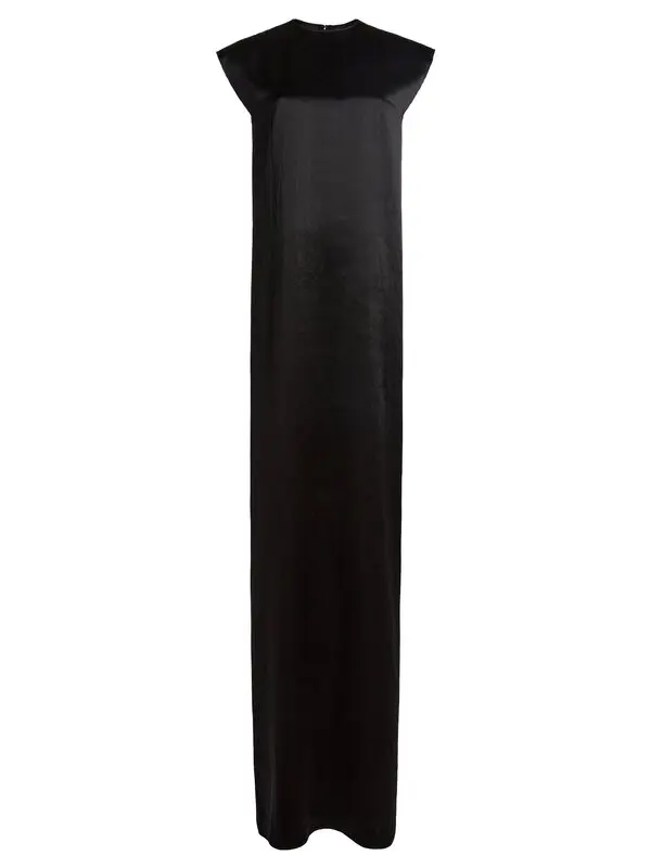 Balenciaga Satin Maxi Dress - Black