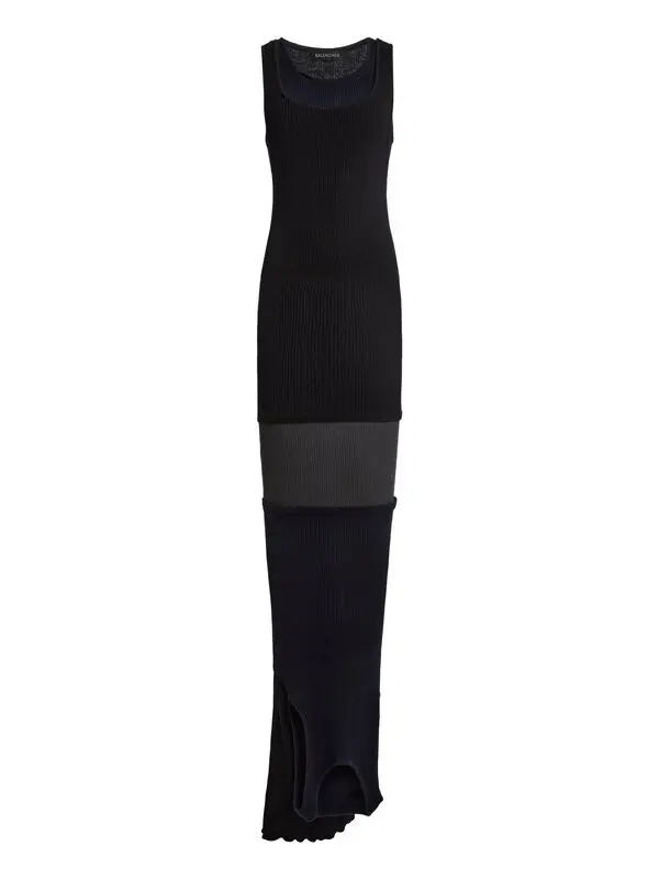 Balenciaga Ribbed Cotton Maxi Dress - Multi
