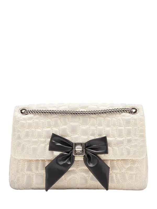 Balenciaga Bow-detailed Leather Crossbody Bag - White
