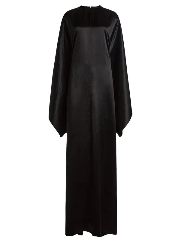 Balenciaga Satin Maxi Caftan Dress - Black
