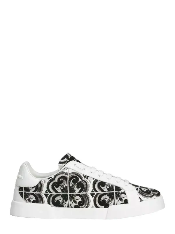 Dolce & Gabbana Portofino Majolica Print Sneakers - Black