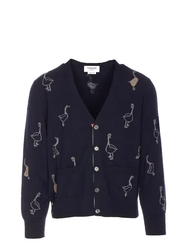 Thom Browne Geese Cardigan - Blue