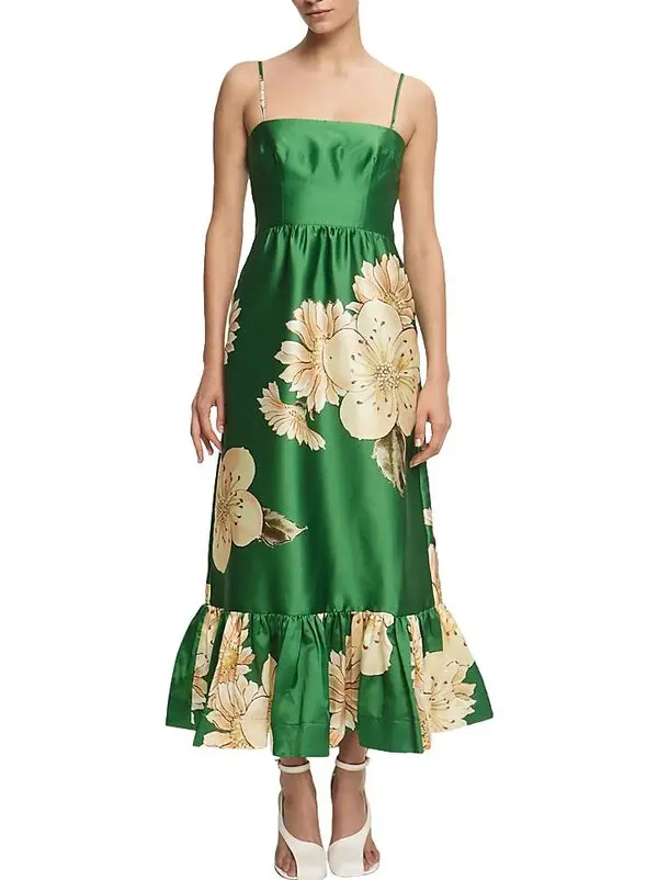 ALEMAIS Sage Floral Print Midi Dress - Green