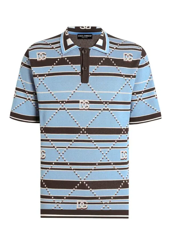Dolce & Gabbana Striped Cotton Jacquard Polo Shirt - Multicolor