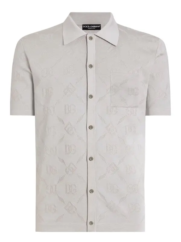 Dolce & Gabbana Silk Shirt With Dg Openwork - Grey