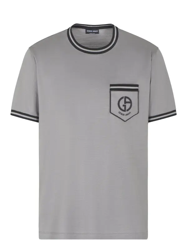 Giorgio Armani T-shirt In Silk Piqué Jersey - Grey