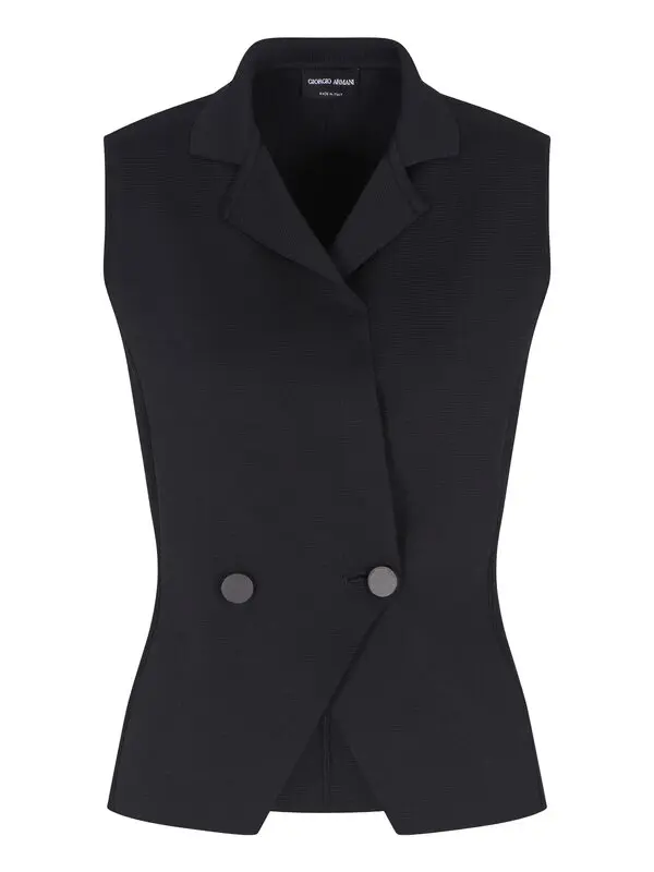 Giorgio Armani Silk Knit Double-breasted Gilet - Black