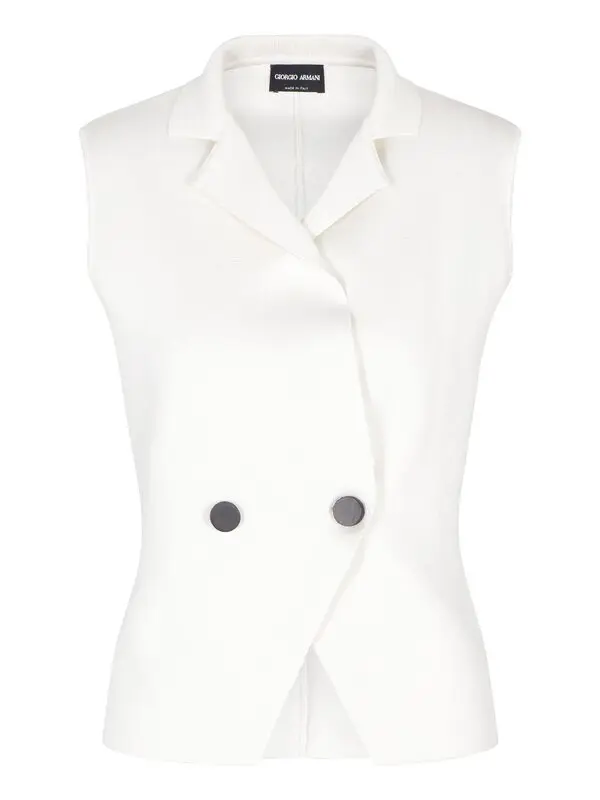 Giorgio Armani Silk Knit Double-breasted Gilet - White