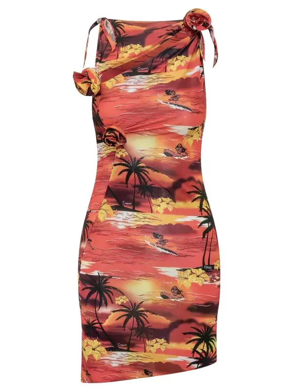 Coperni X Disney Tropical-print Dress - Orange