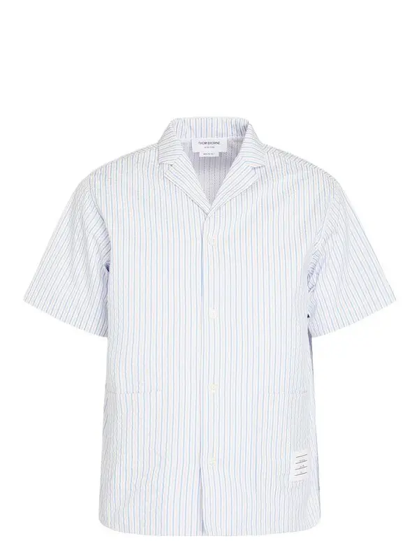 Thom Browne Striped Seersucker Shirt - Light Blue