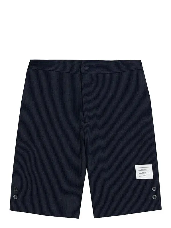 Thom Browne Ribbed Cotton Shorts - Navy