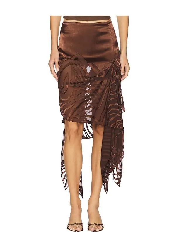 Nbd Amren Midi Skirt - Brown Burnout
