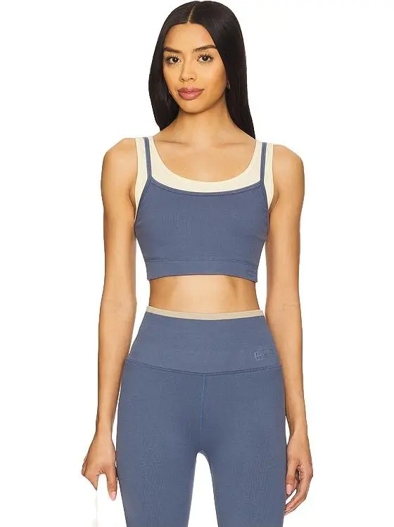 Spiritual Gangster Gemini Longline Sports Bra In Blue - Vintage Indigo