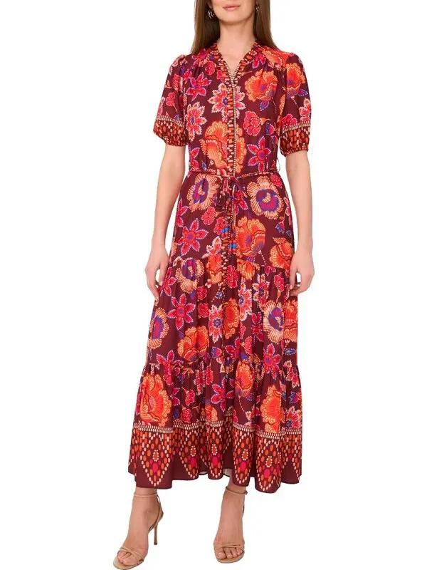 Vince Camuto Floral Tiered Maxi Dress - Brown Multi