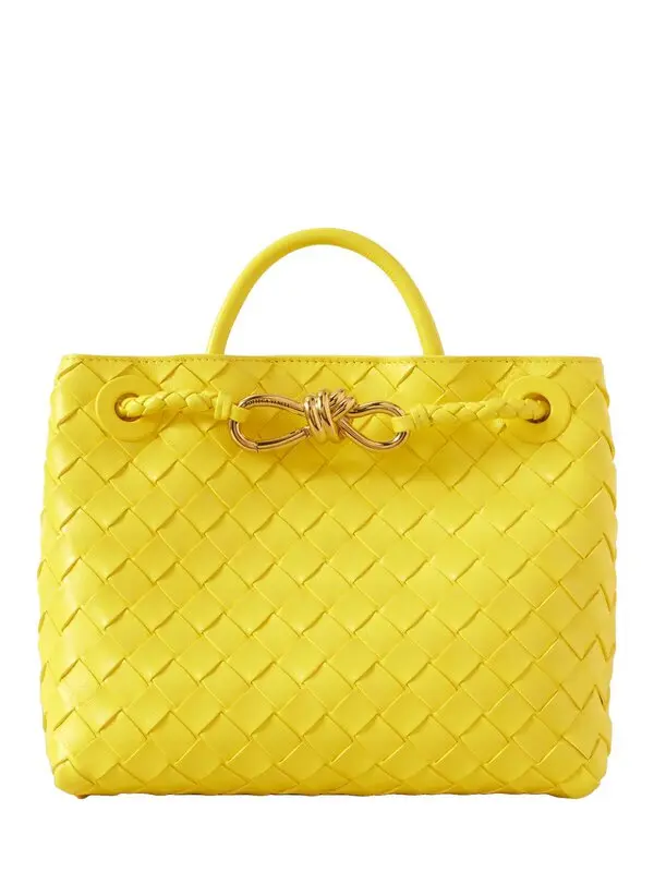 Bottega Veneta Andiamo Small Intrecciato Leather Tote - Yellow