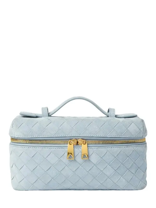 Bottega Veneta Intrecciato Suede Vanity Case - Blue