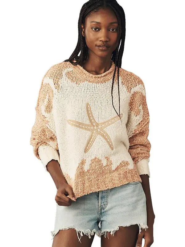 PILCRO Icon Crewneck Sweater - Starfish Combo